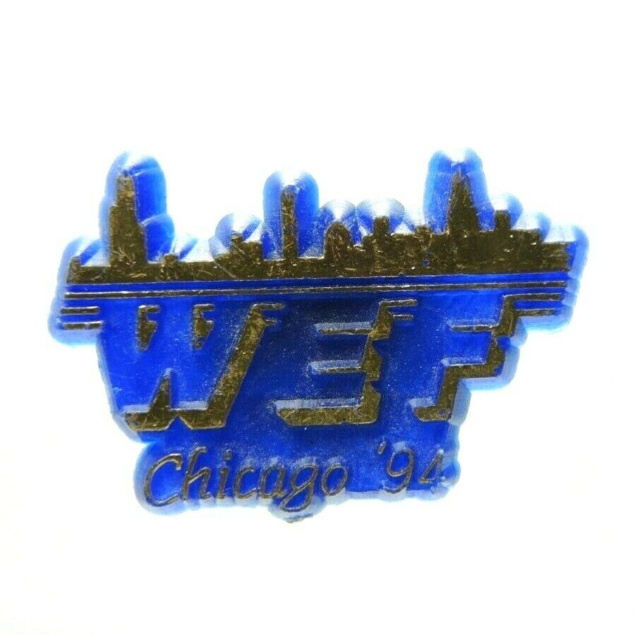 World Economic Forum WEF Chicago 1994 Blue Plastic Lapel Pin – Fazoom