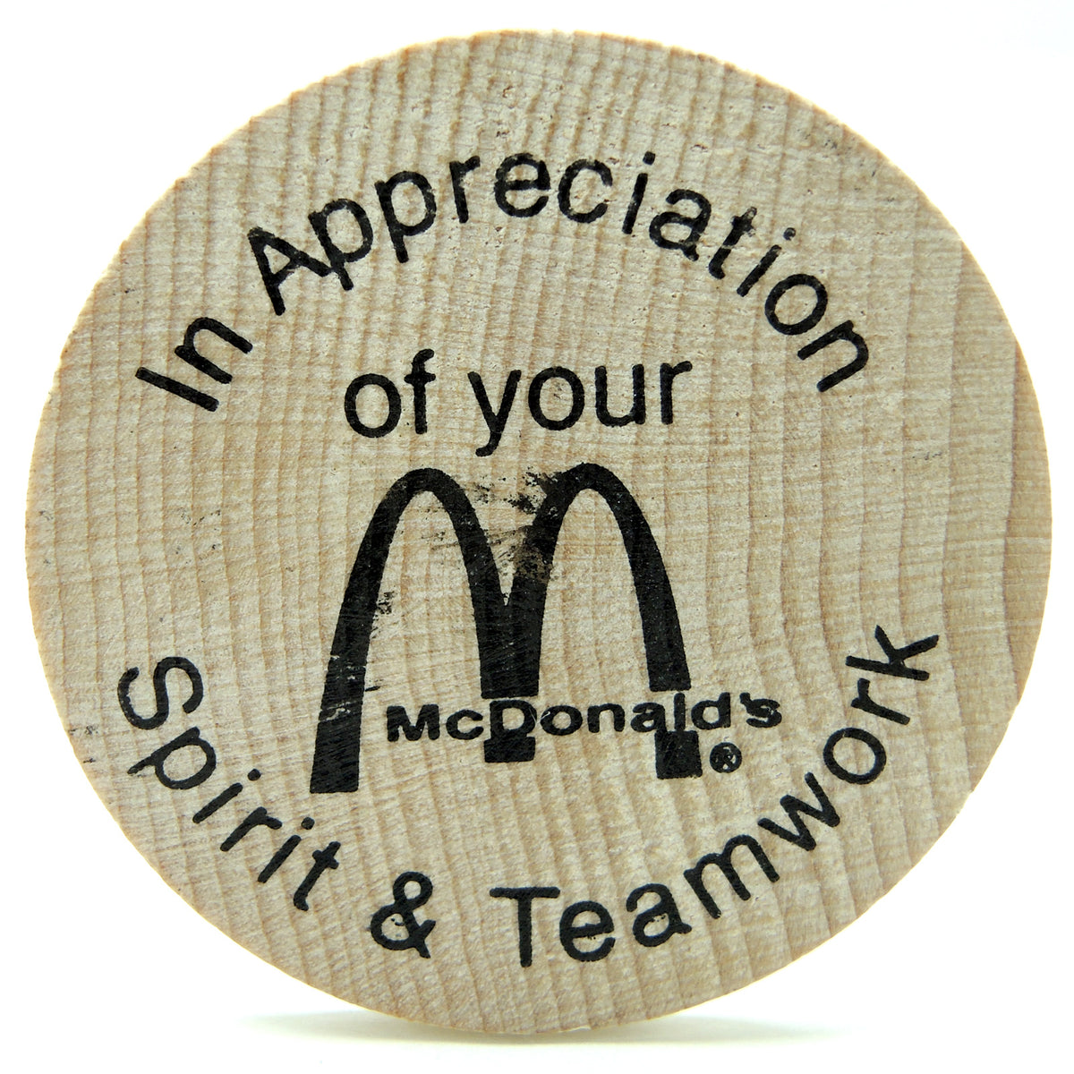 McDonald's Wooden Nickel ~ Spirit and Teamwork – Fazoom